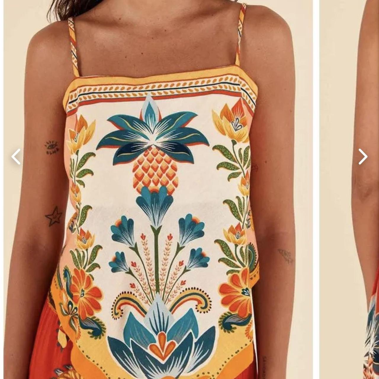 Farm RIO floral energy tank top name: farm floral... - Depop