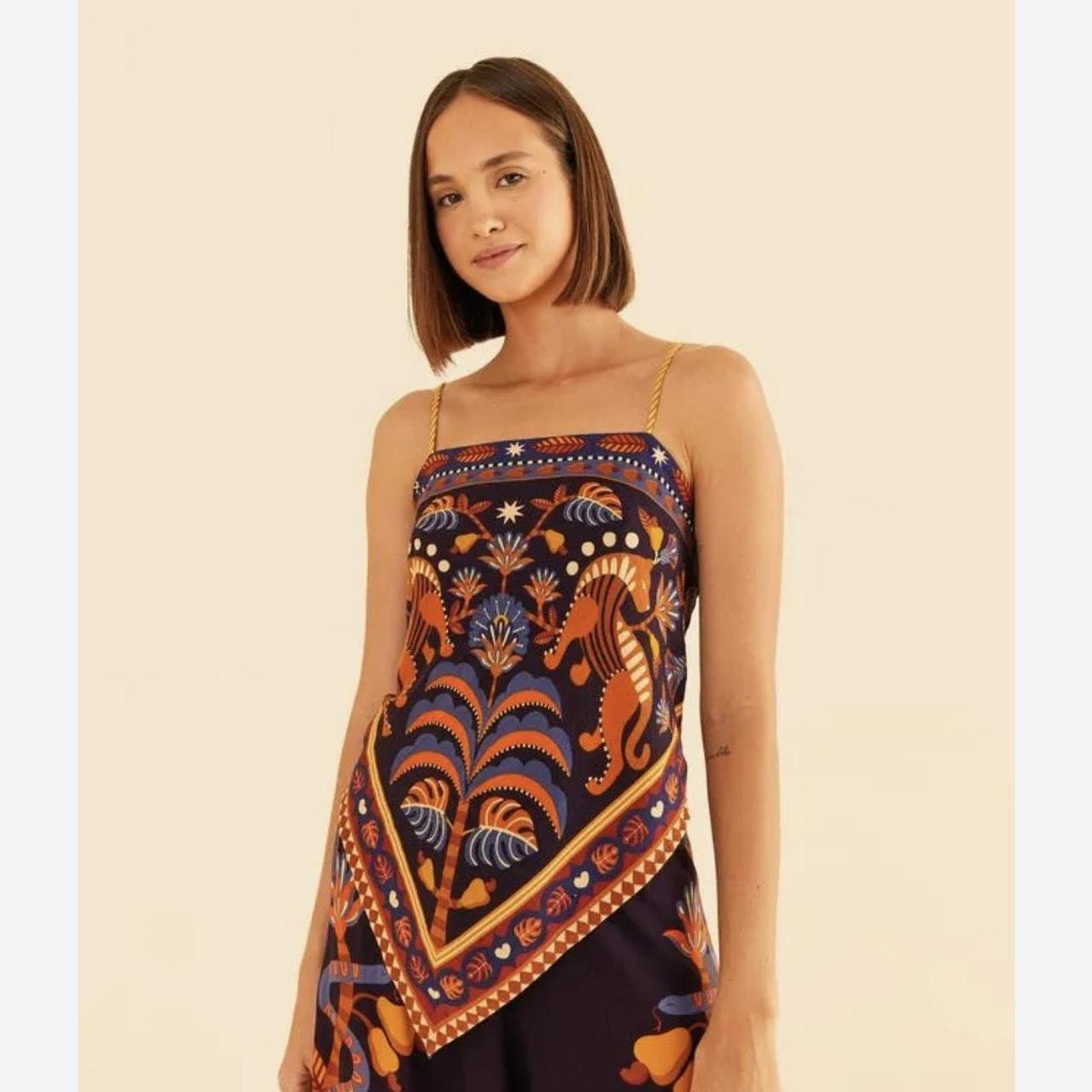 FARM RIO Selva Graphic Farm Scarf Regatta tank... - Depop