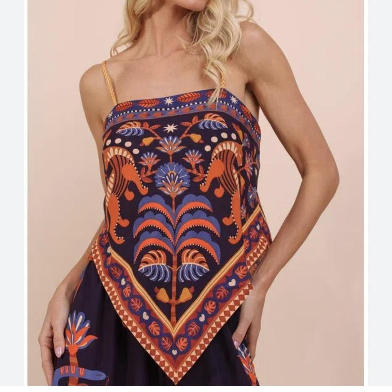 FARM RIO Selva Graphic Farm Scarf Regatta tank... - Depop