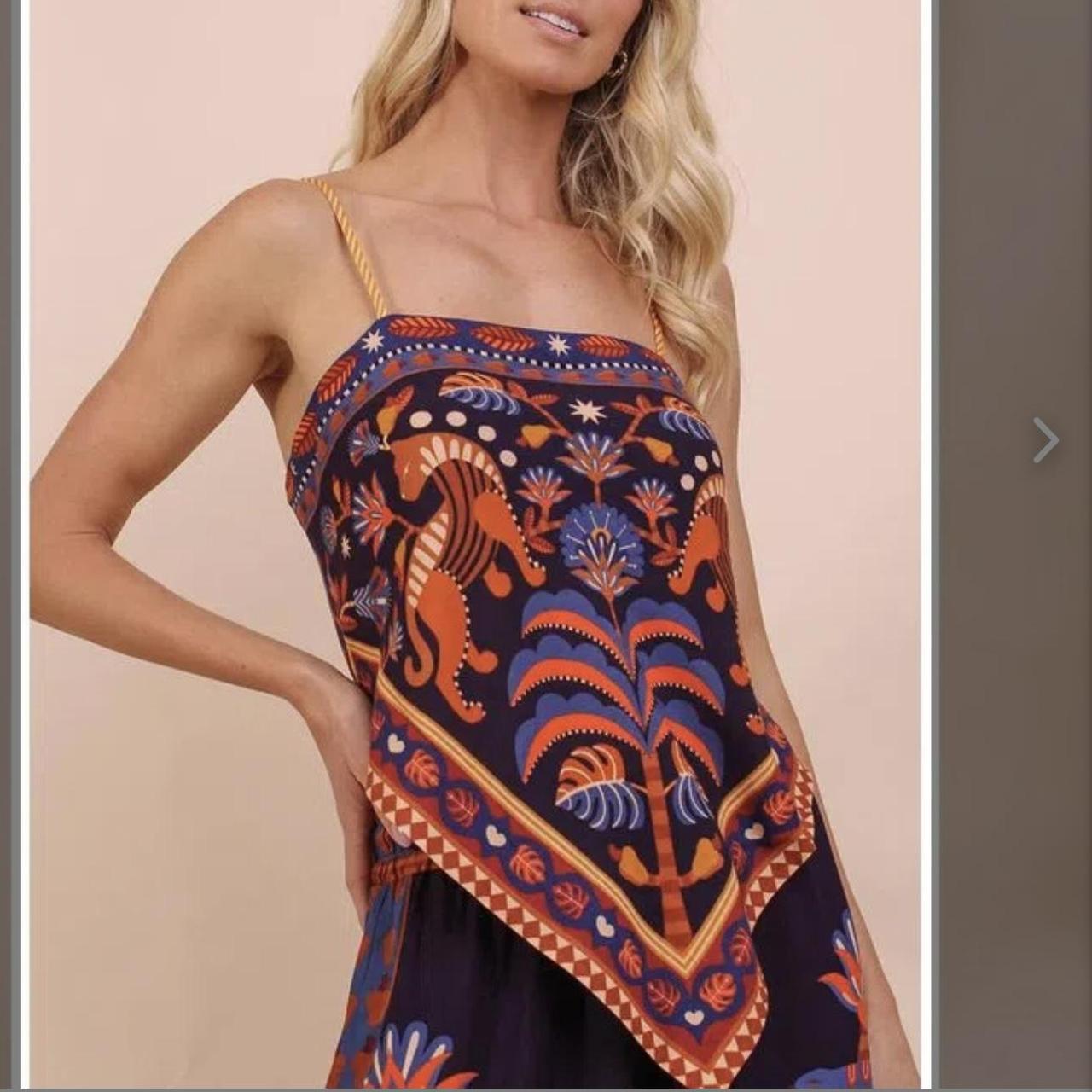 FARM RIO Selva Graphic Farm Scarf Regatta tank... - Depop