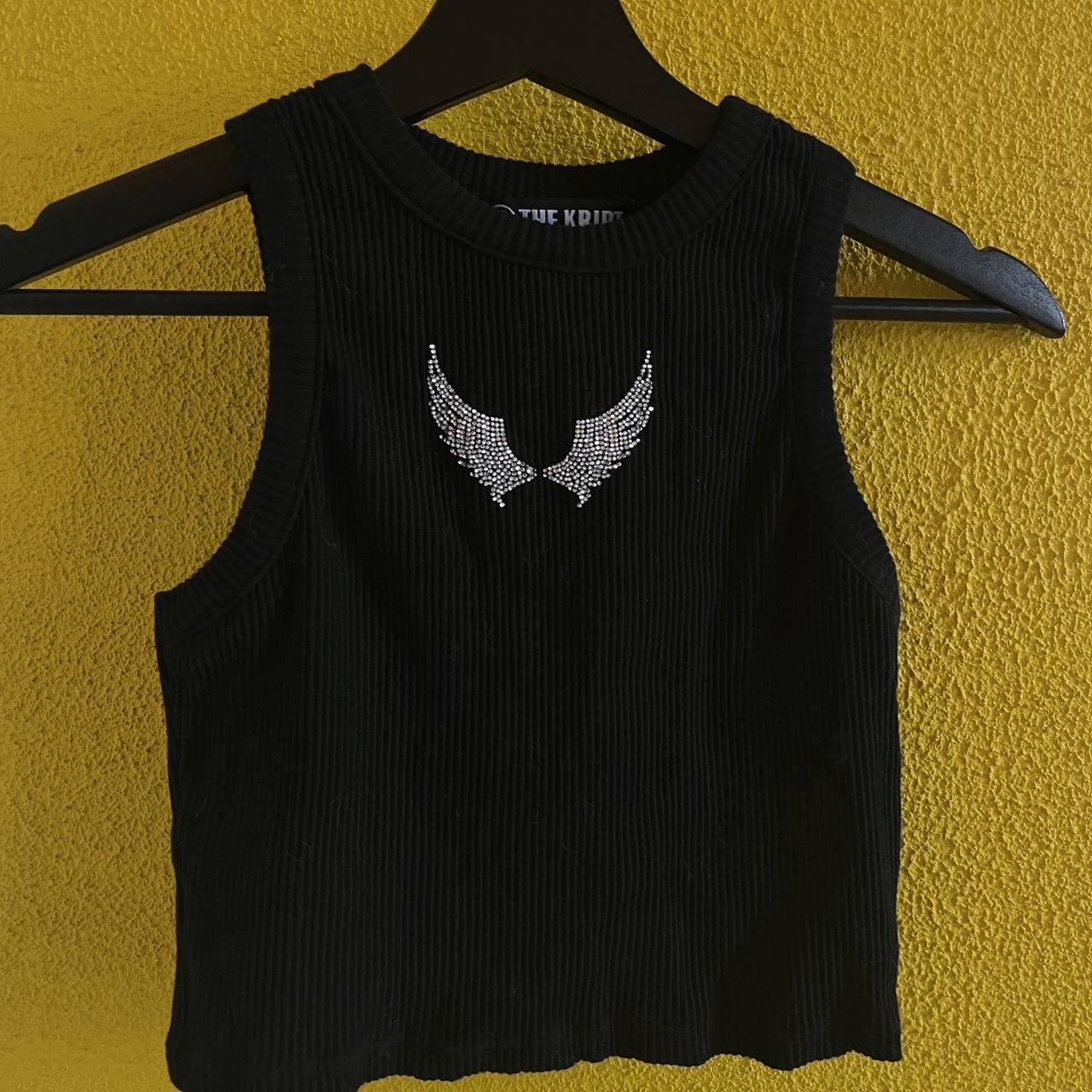 The Kript Women's Black and Silver Crop-top | Depop