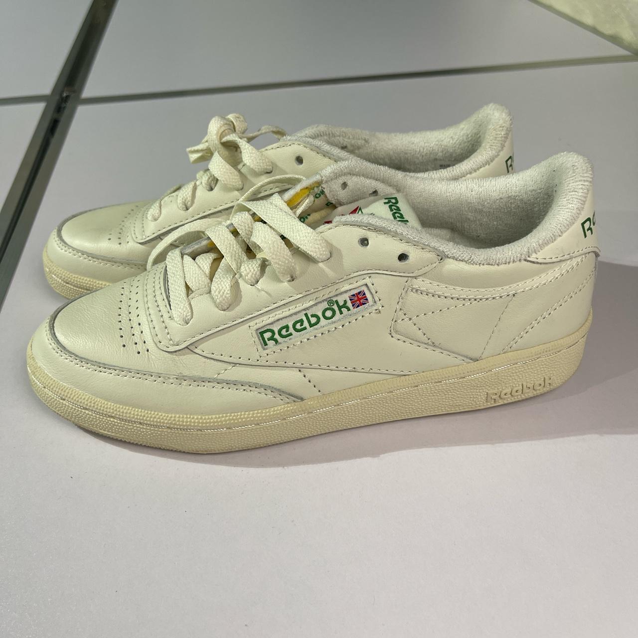Reebok Womens Cream And Green Trainers Depop