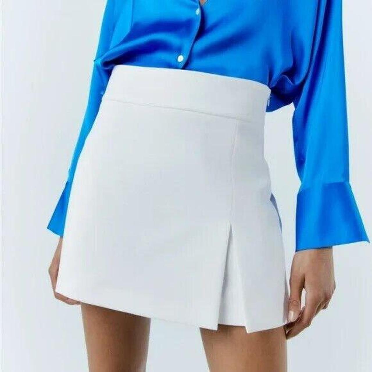 NWT Zara skort with slit white size M - Depop