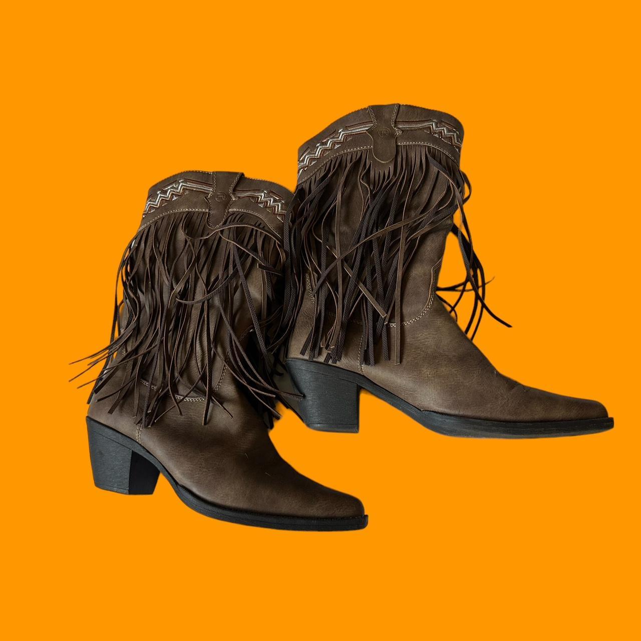 Like New Fringe Boots π΄ Super Cute Fringe Boots By Depop