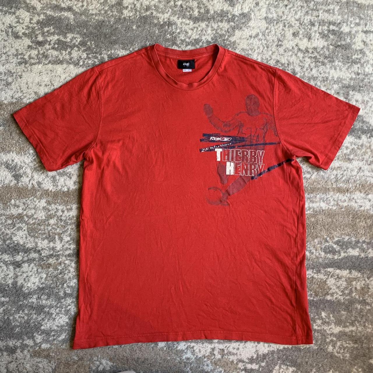 Vintage Reebok Thierry Henry Arsenal Red Graphic... - Depop