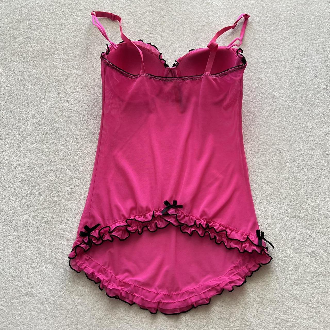 Hot Pink Ruffle Lingerie Top Sheer Lingerie Top By Depop
