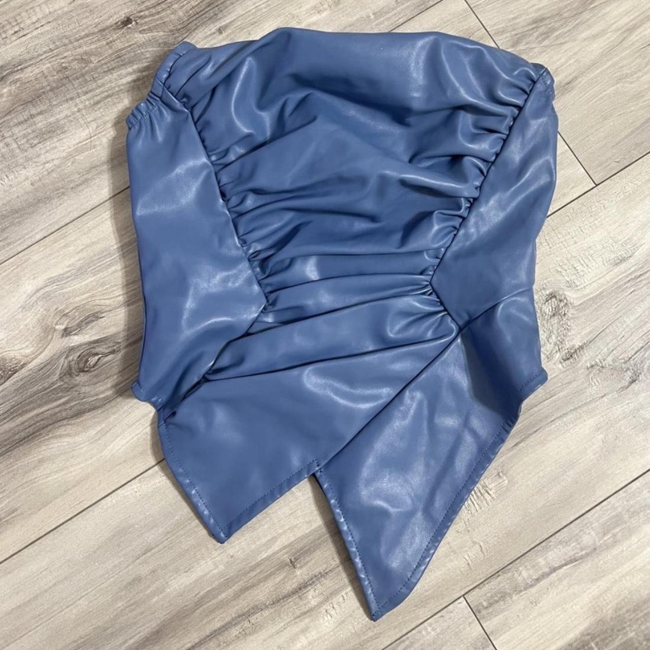 PLT Asymmetrical Blue Tube Top Fits Small Leather... - Depop
