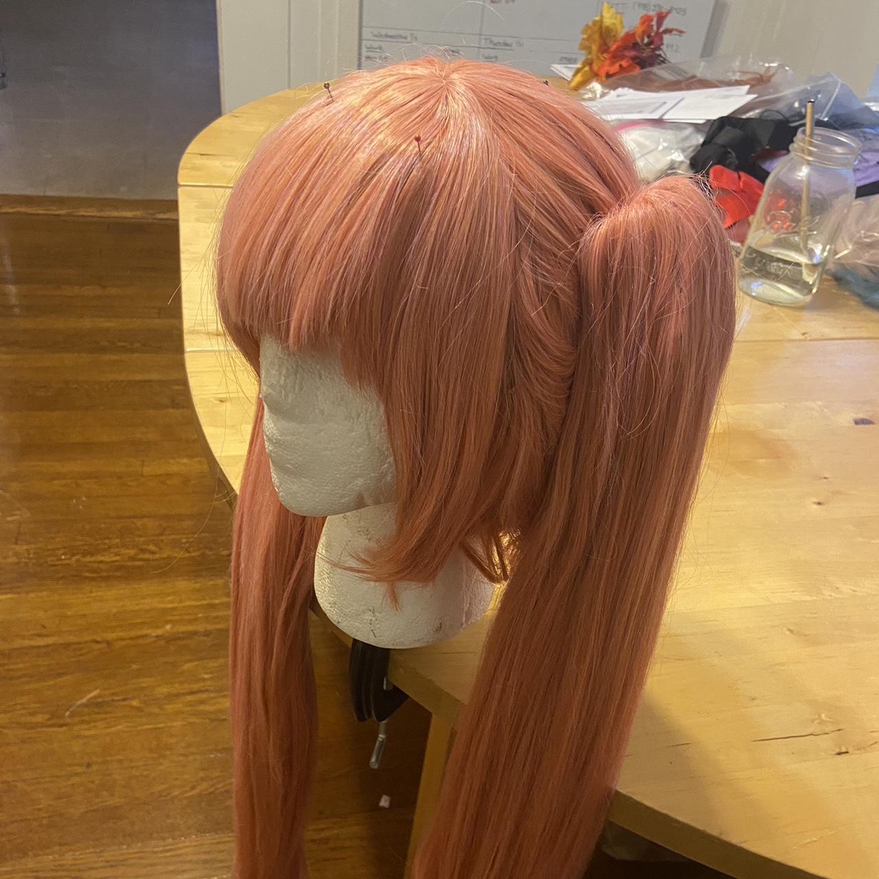 hot pink twintail clip cosplay wig, cut and styled... - Depop