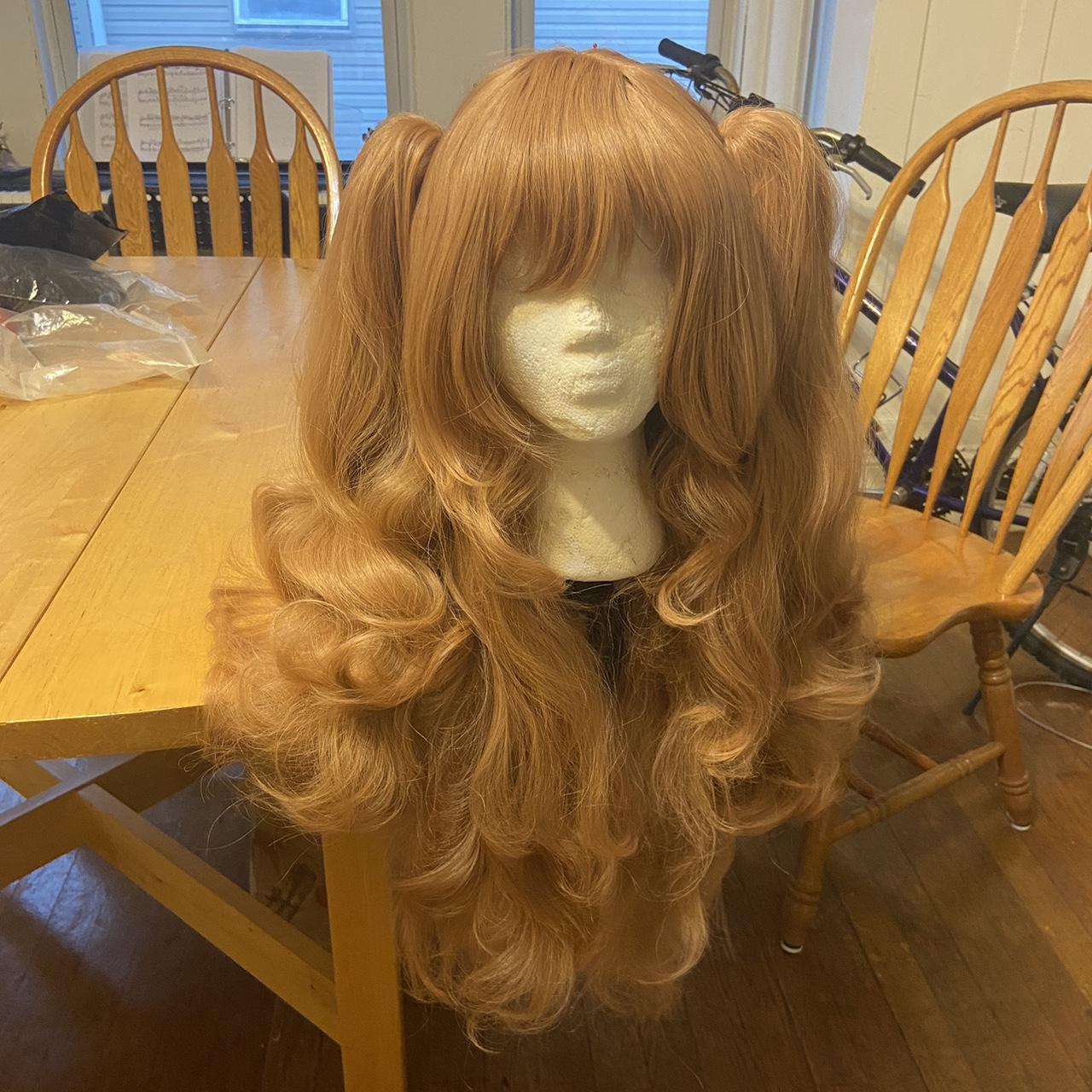 super fluffy curly light brown twintail clip cosplay... - Depop