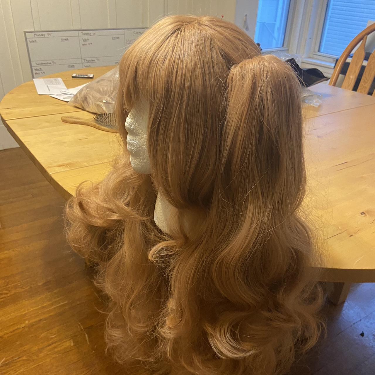 super fluffy curly light brown twintail clip cosplay... - Depop