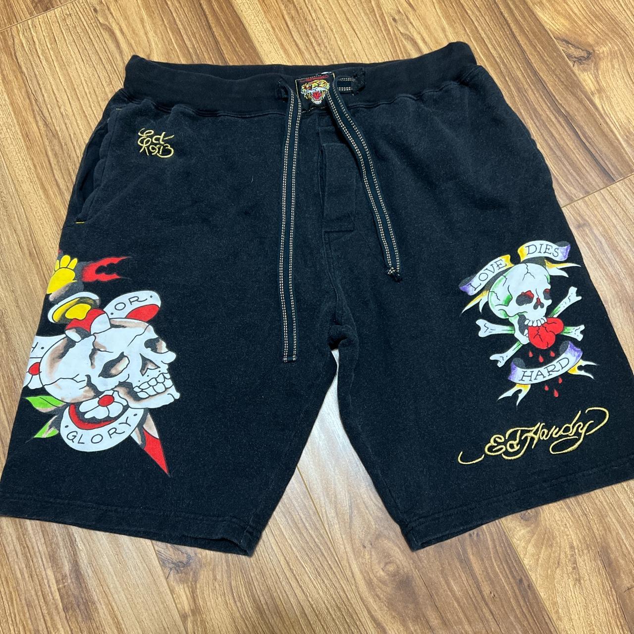 Y2K Ed hardy shorts Dope embroidered logo Ed hardy... - Depop
