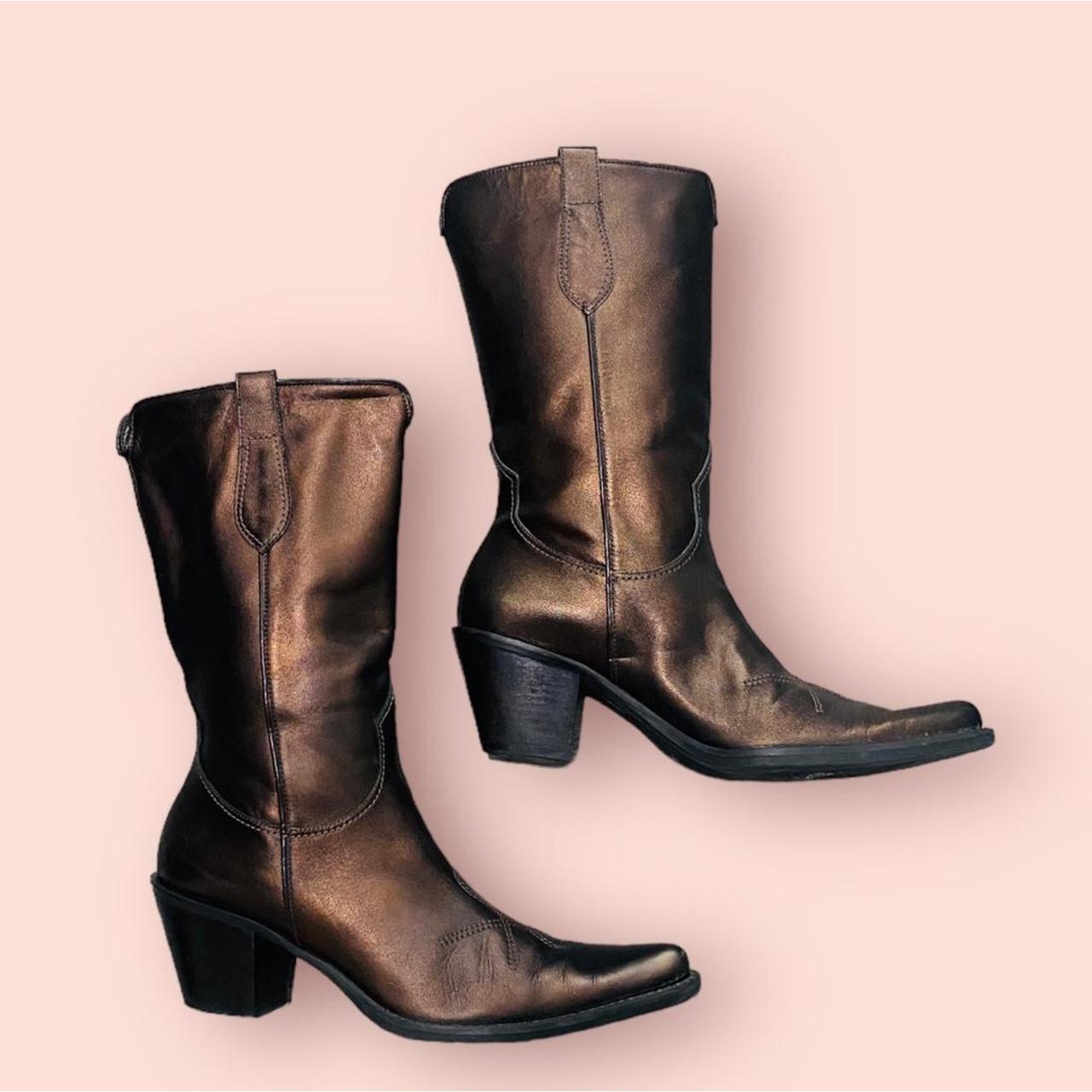 Amazing bronze cowboy boots Size 7 Very... - Depop