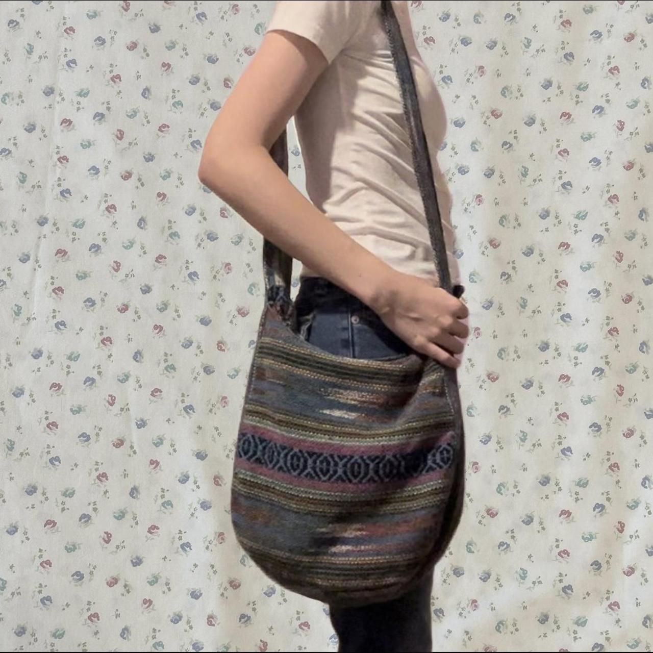 earthbound woven crossbody purse bag inside is black... - Depop