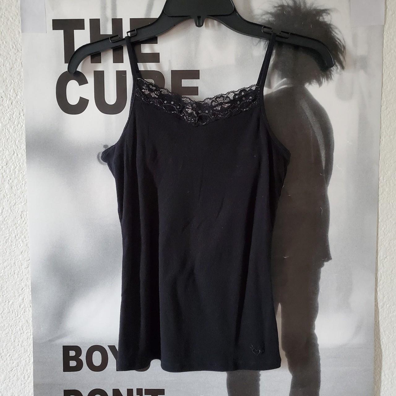 JUSTICE BLACK LACE CAMI LENGTH: 18 IN WIDTH: 13... - Depop