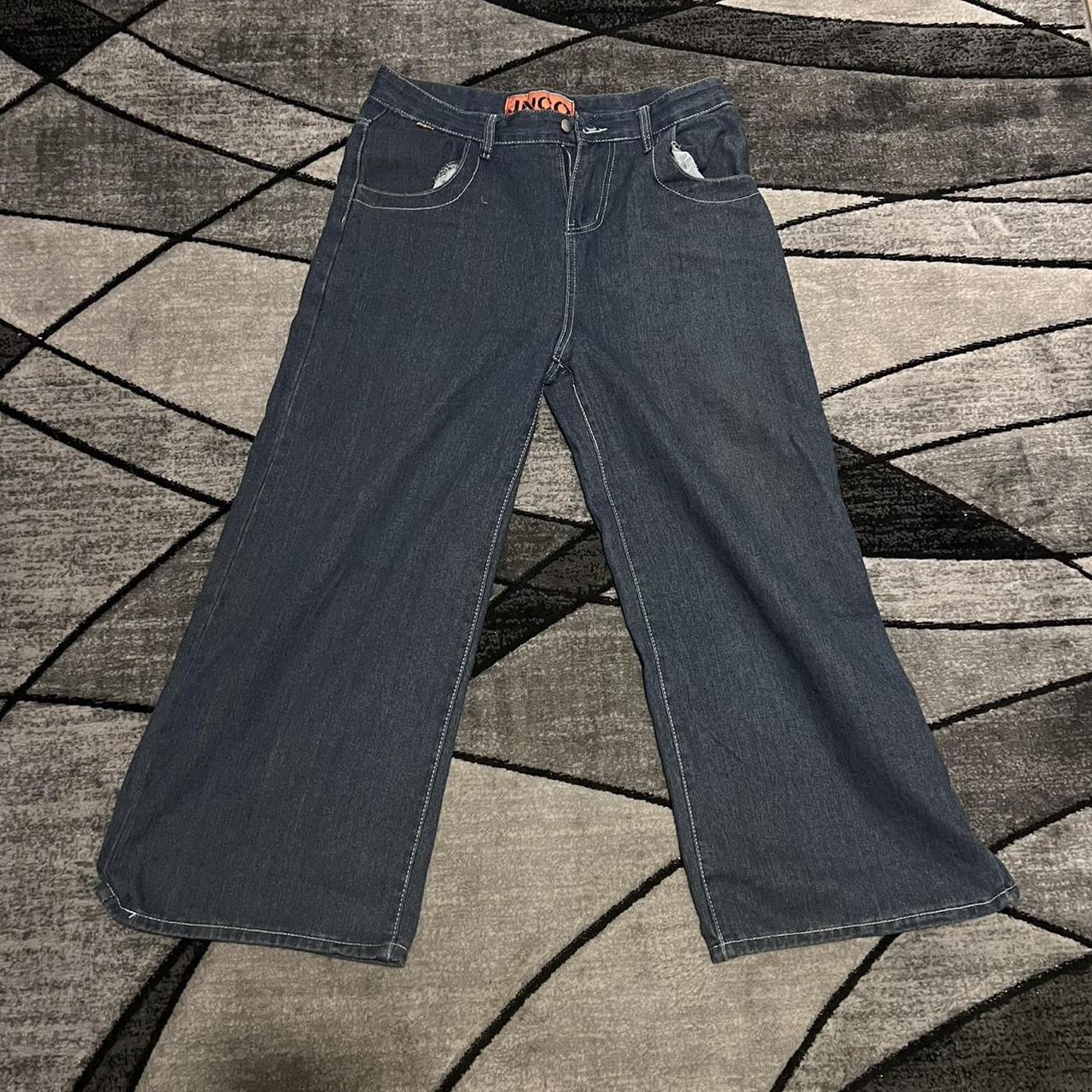 JNCO reps wide leg jeans with embroidered details... | Depop