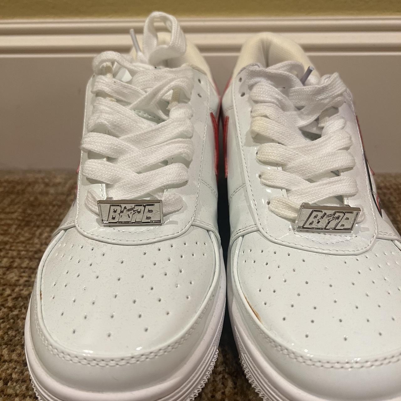 Bathing Ape Bapesta White shark size 8 Really good... - Depop