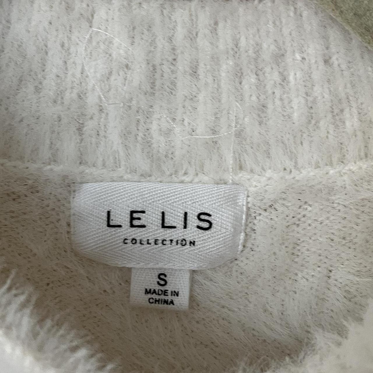 Le Lis Collection Fuzzy White sweater with rainbow... - Depop