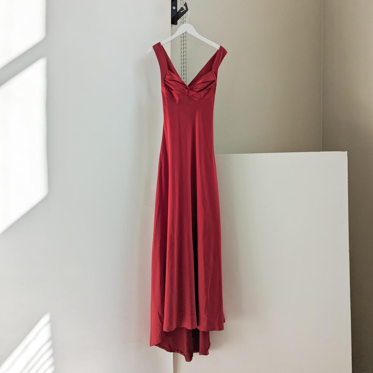 Calvin Klein Red Satin Maxi Dress Sz Medium Formal... - Depop