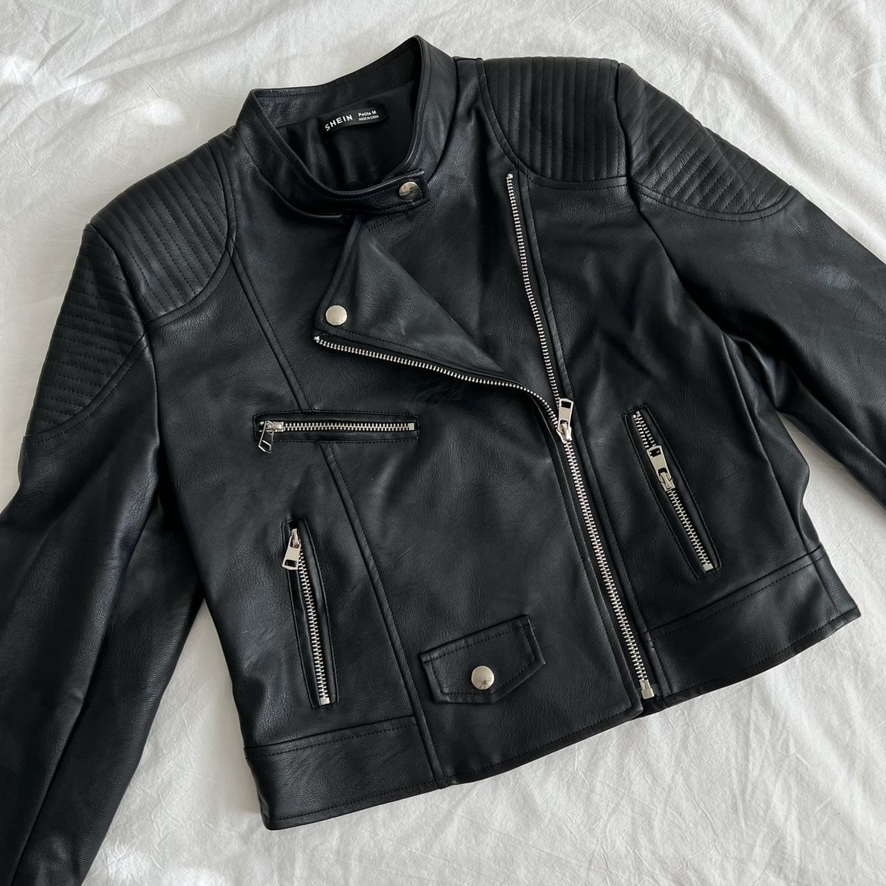Shein leather jacket - size medium petite (i’m a... | Depop