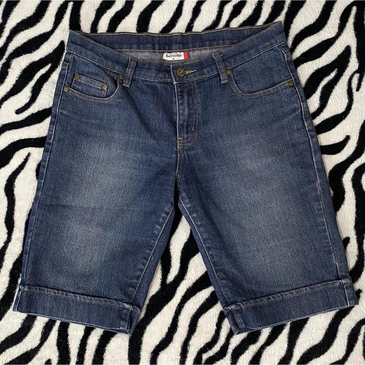 jorts jean shorts embroidered logo on back pocket... - Depop