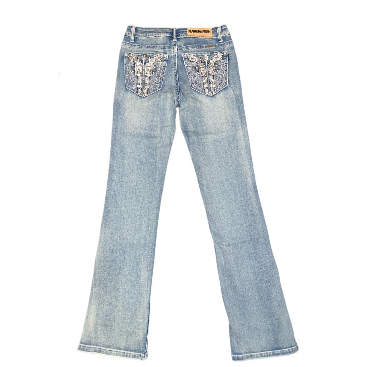 y2k skull bling tramp stamp jeans pistol / gun... - Depop