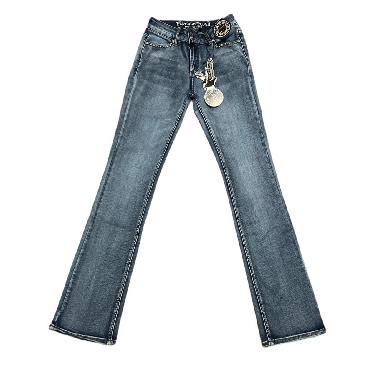 y2k cross bling tramp stamp jeans cross and... - Depop