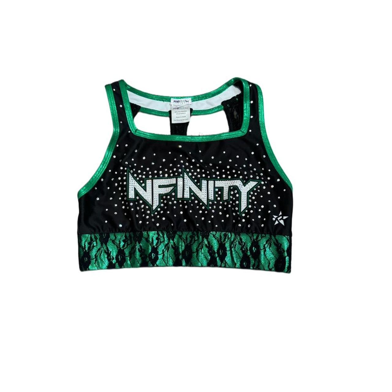rhinestone sports bra cheerforce nfinity black... | Depop