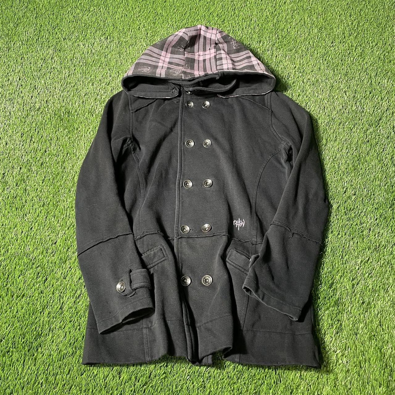 Y2K NOTW Peacoat Style Hooded Sweater Size Large... | Depop