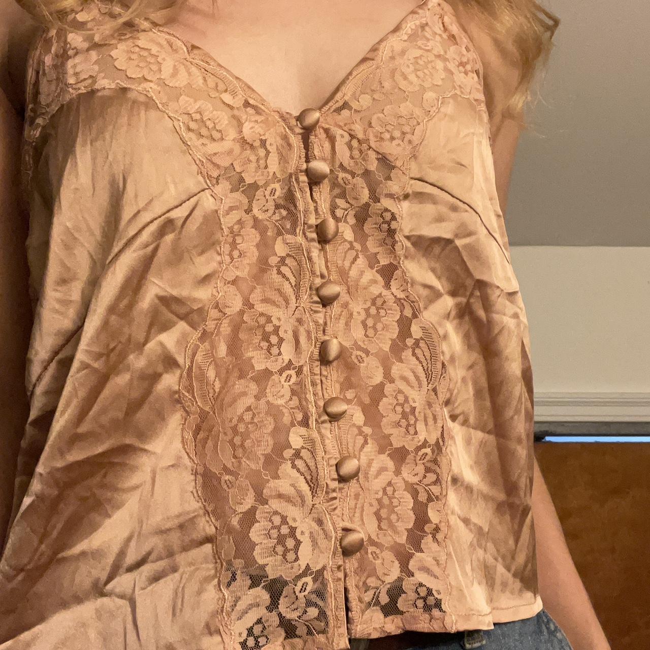 Satin lace tank top! Really beautiful material, so... - Depop