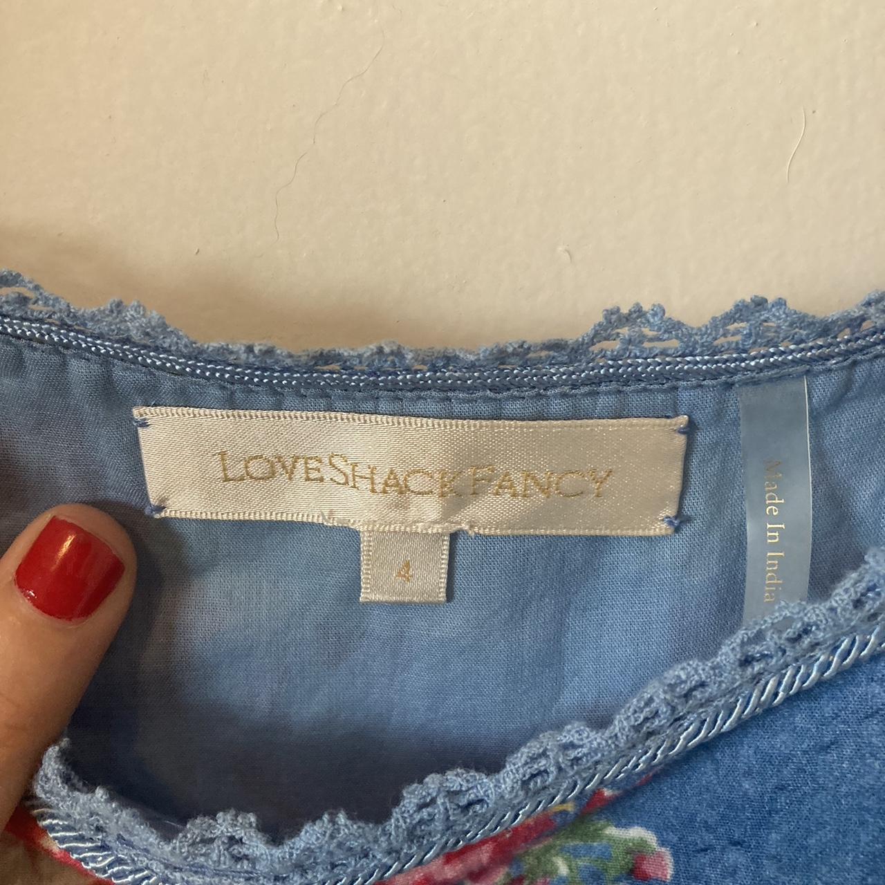Blue Cotton floral boho Loveshackfancy dress - Depop