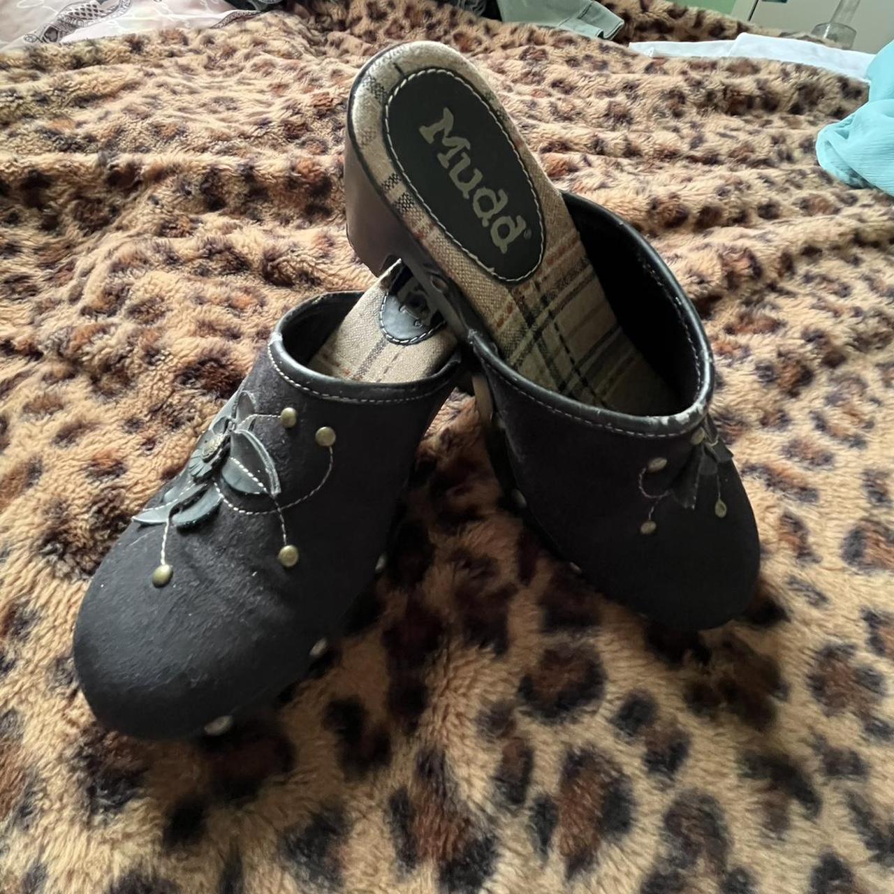 Black leather clogs with a touch of whimsy #goth... | Depop