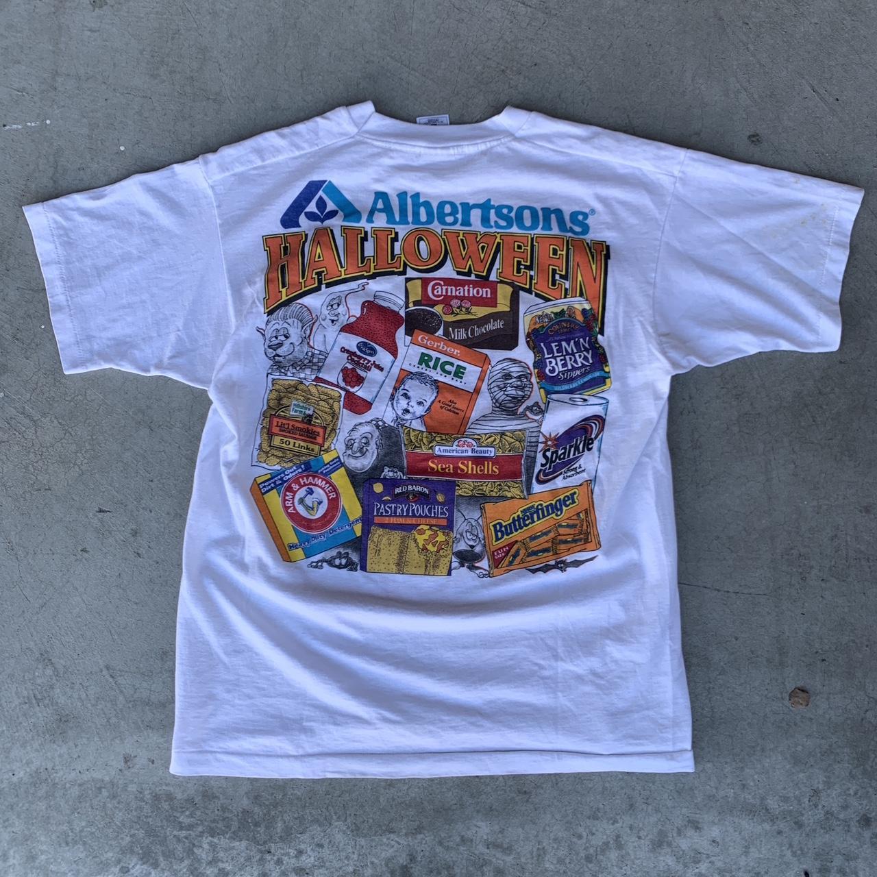 Vintage Albertsons Halloween Snack Tee Shirt 1990s... - Depop