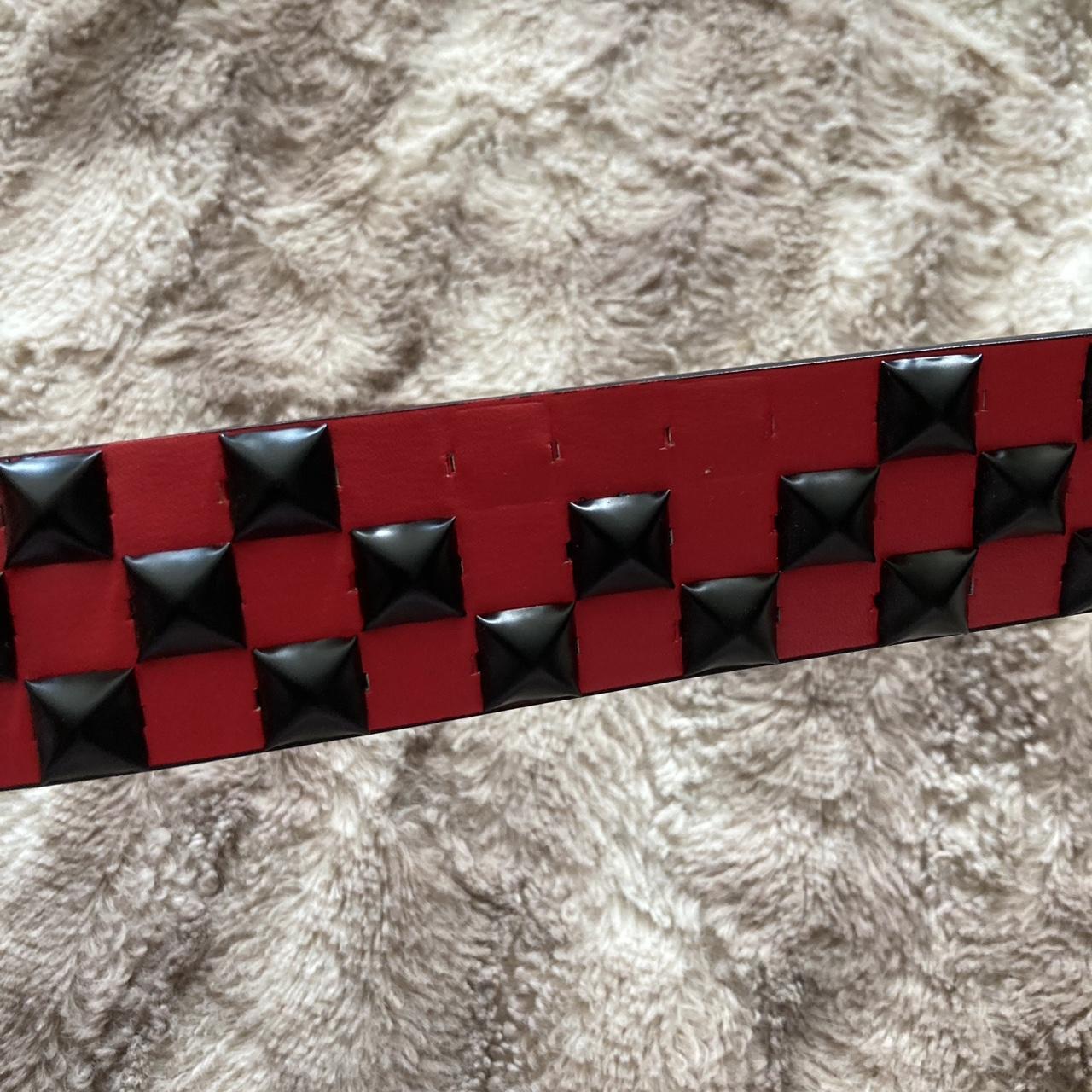 Scene/emo red and black checkered leather belt. Only... | Depop