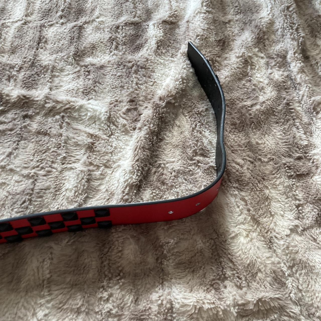 Scene/emo red and black checkered leather belt. Only... | Depop