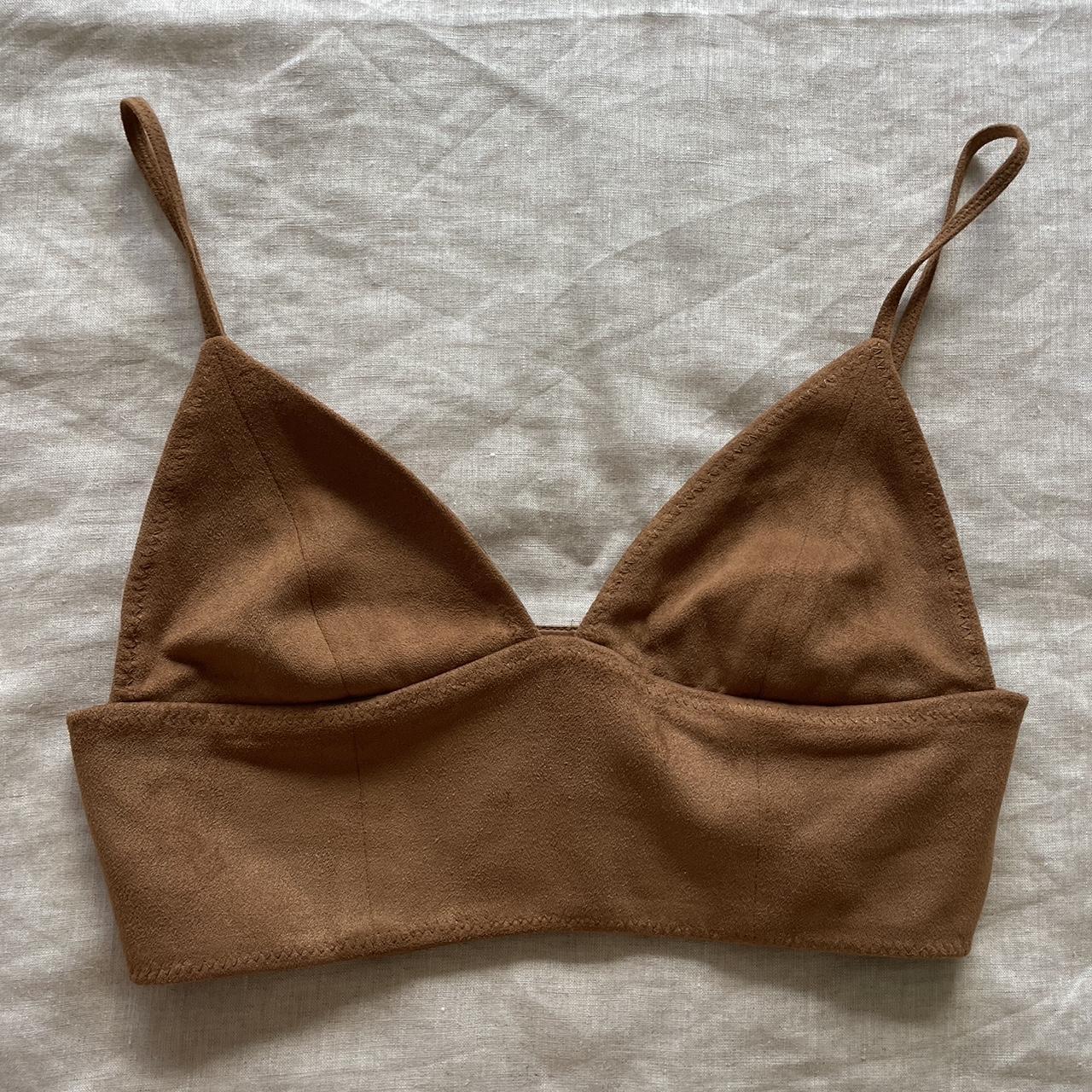Bardot tan suede crop top - Depop