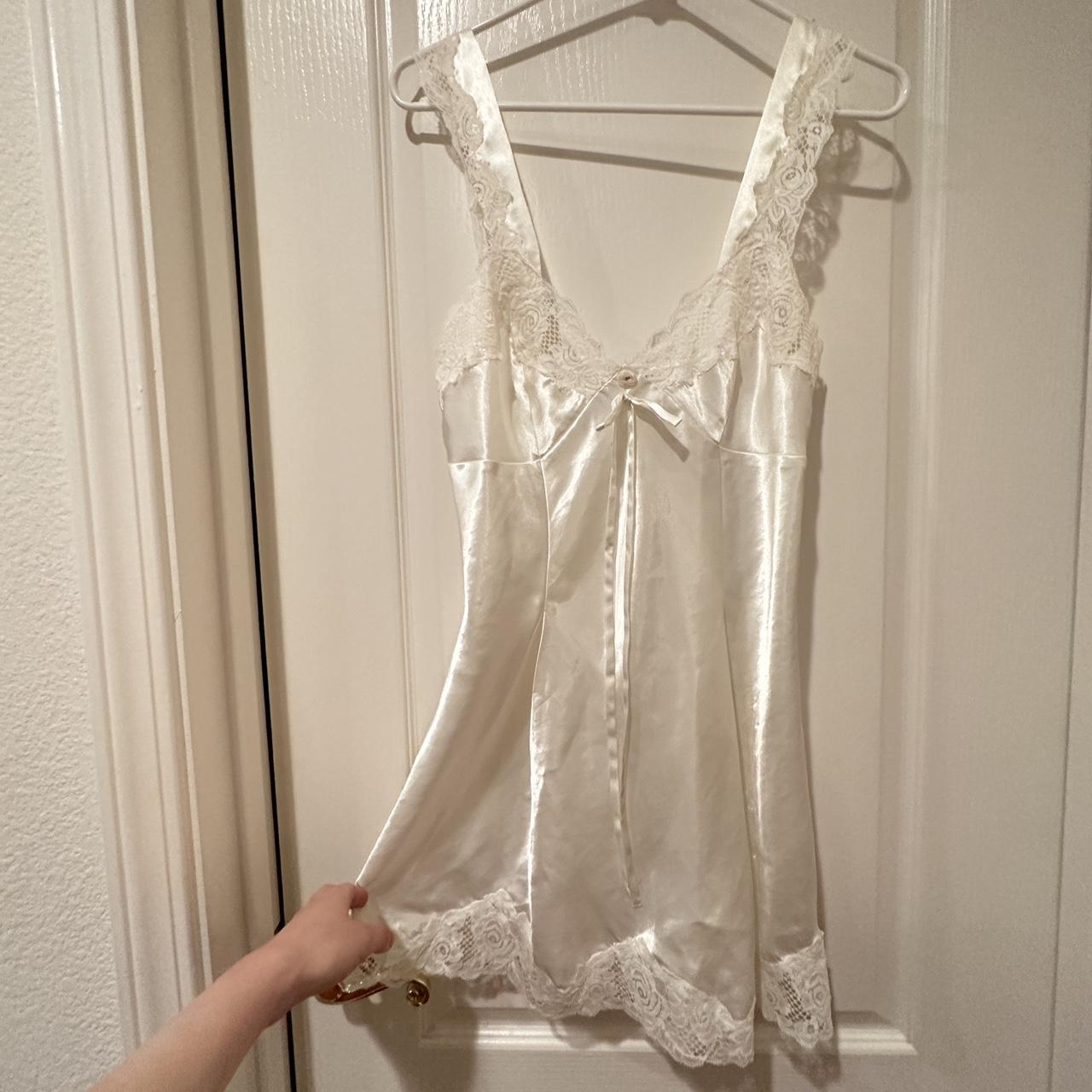 Victoria’s Secret vintage white satin slip Size... - Depop