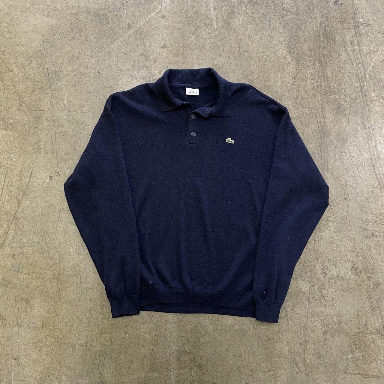 Lacoste Polo Shirt Knitted Vintage Knit Top, Navy... - Depop