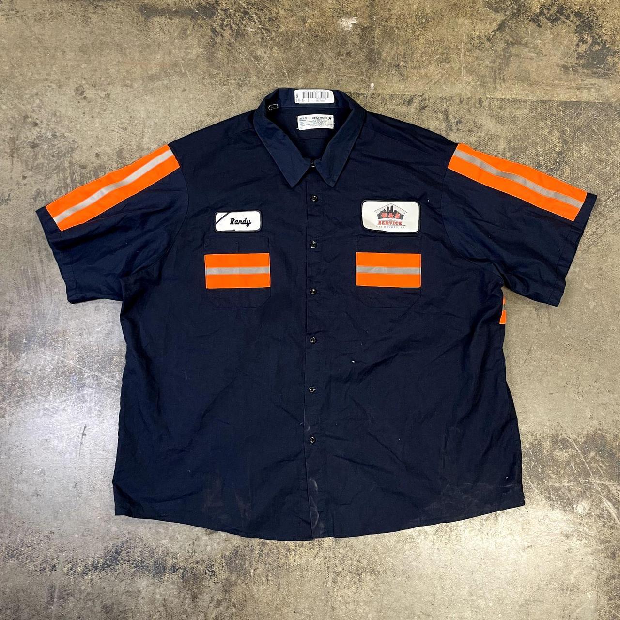 Vintage Work Shirt Workwear Mechanic Button Down,... - Depop