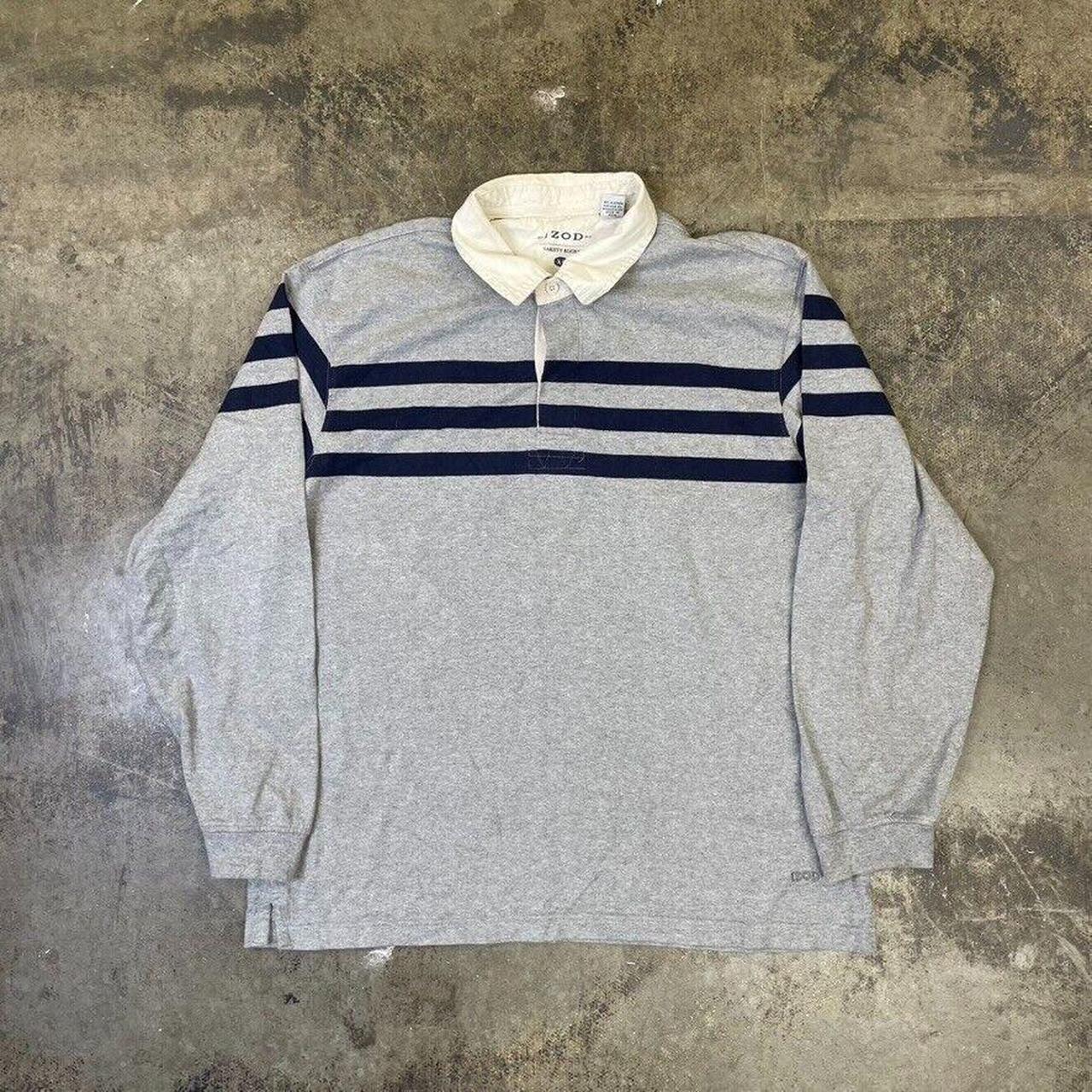 Izod Rugby Polo Shirt USA 90s Striped Vintage Top,... - Depop