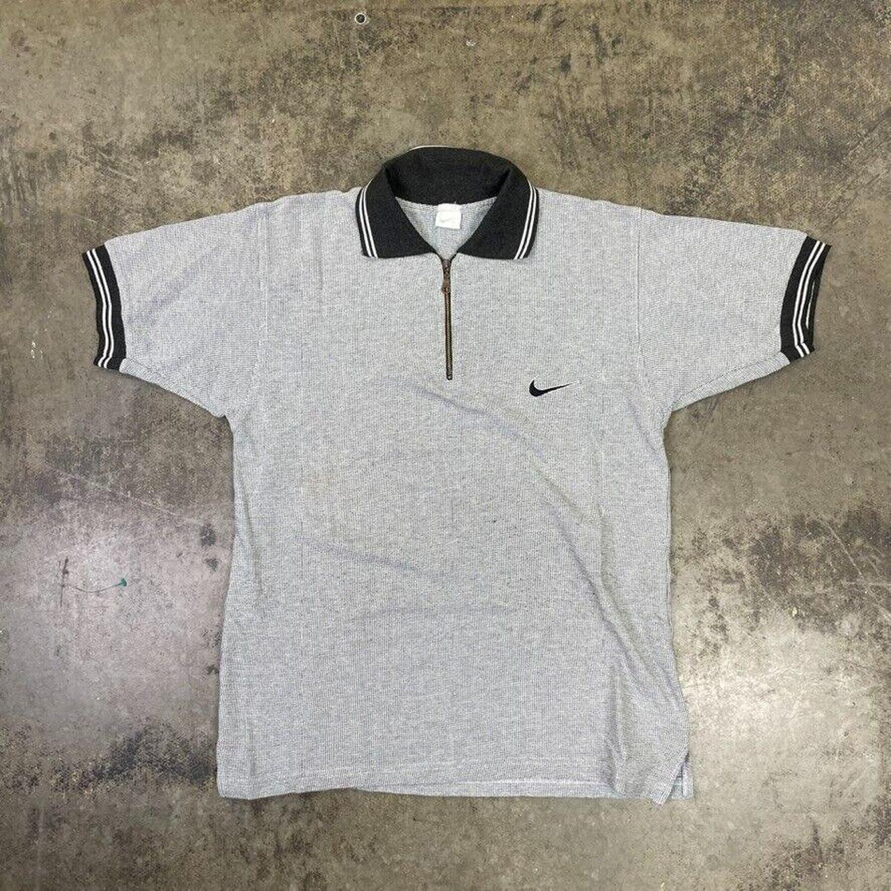 Nike Polo Shirt Vintage 90s USA Zip Up Short Sleeve... - Depop