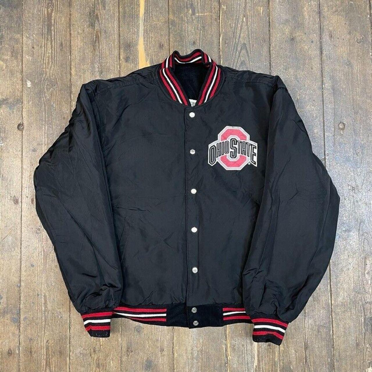 Letterman Varsity Bomber Jacket Ohio State Leather... - Depop