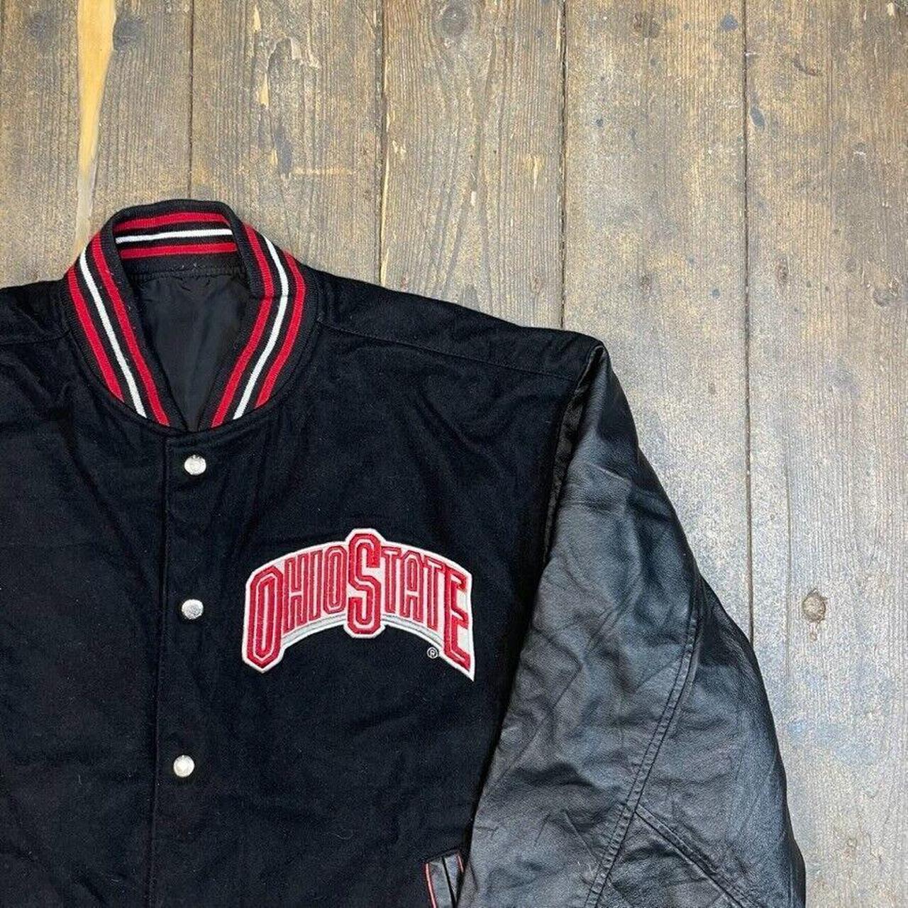 Letterman Varsity Bomber Jacket Ohio State Leather... - Depop