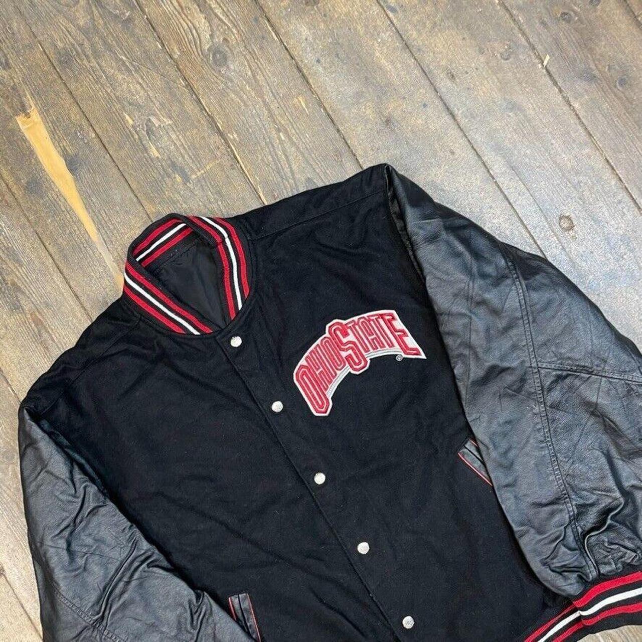 Letterman Varsity Bomber Jacket Ohio State Leather... - Depop