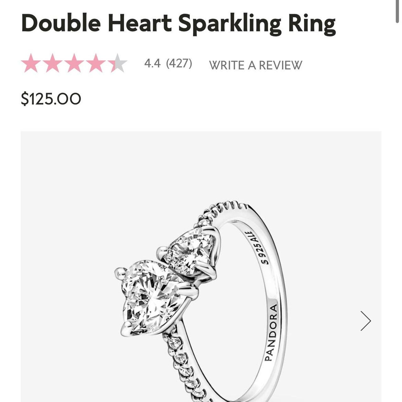 Pandora Double Heart Sparkling Ring! Size 7 or 7.5... | Depop