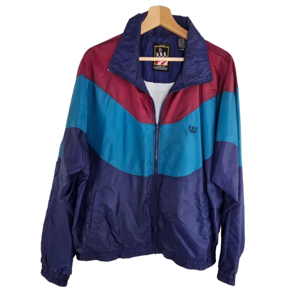 1990's JcPenney USA Olympics Color Block zip up... - Depop