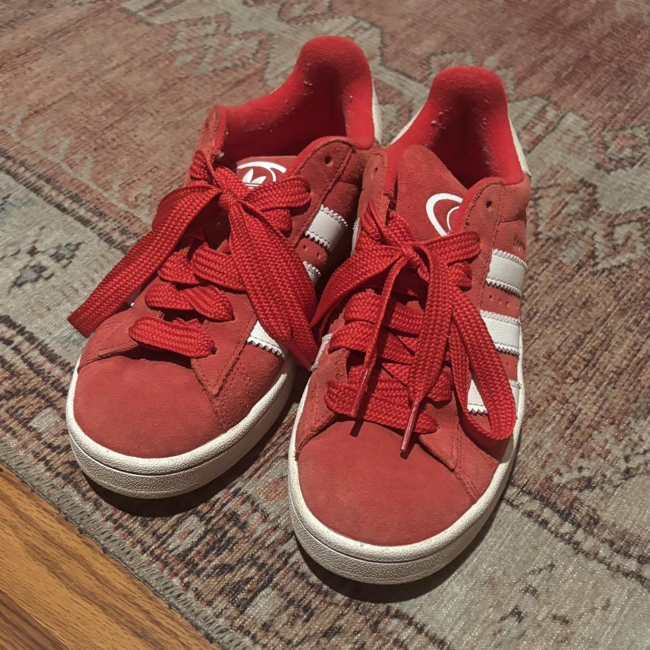 Adidas Red Campus sneakers Youth size 4 - fits for... | Depop