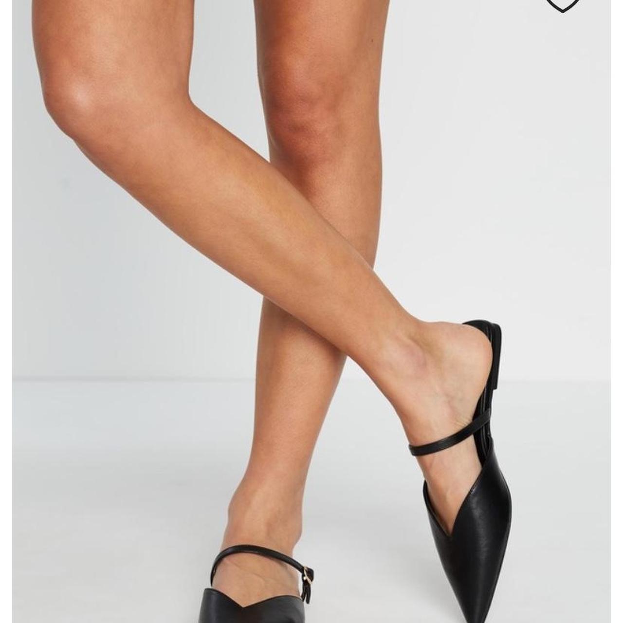 Black covered toe work flats, brand new in box,... - Depop