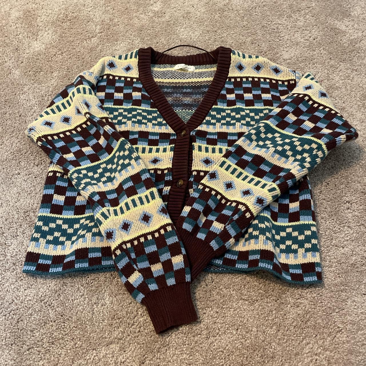 LA Hearts by PacSun Women's Brown and Cream Cardigan | Depop