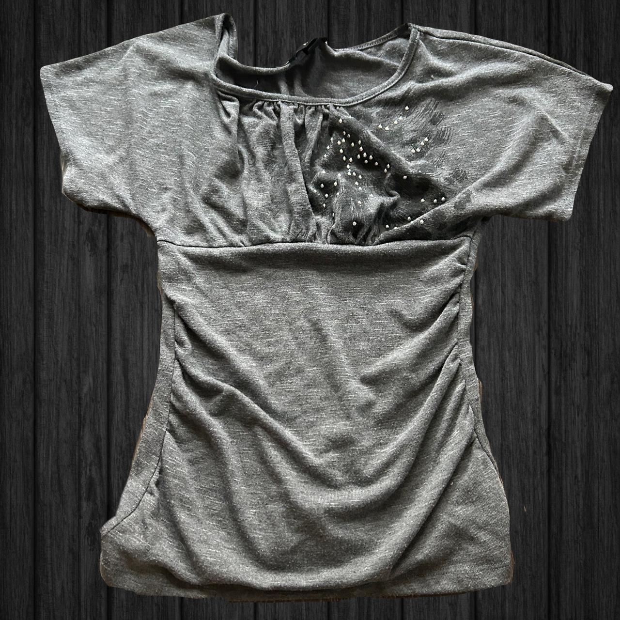 grey and black bedazzled shirt cybery2k mallgoth... - Depop