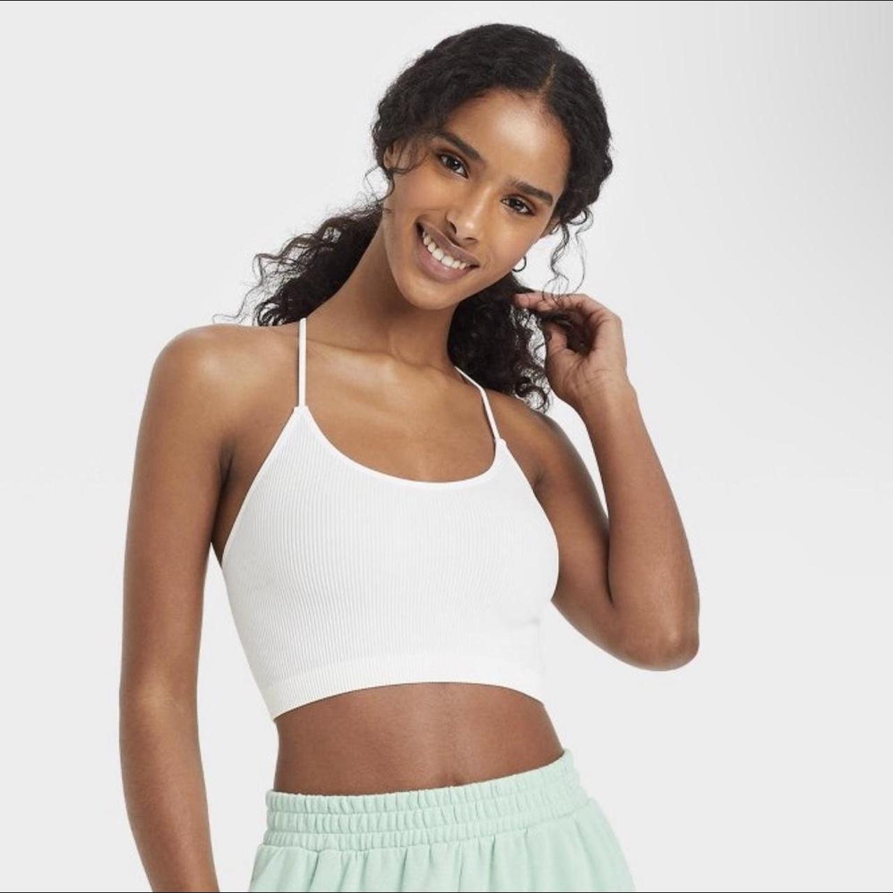 Target •beige tank top •seamless ribbed •round... - Depop